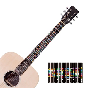 Guitar Fret Stickers Color Coded Fretboard Fret Map Guitar Note ...