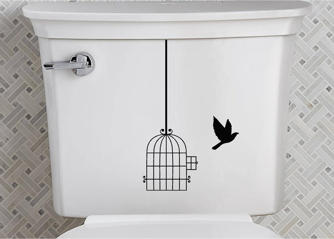 Birdcage Birds Bathroom Toilet Seat Cover Sticker Decal Decorations ...