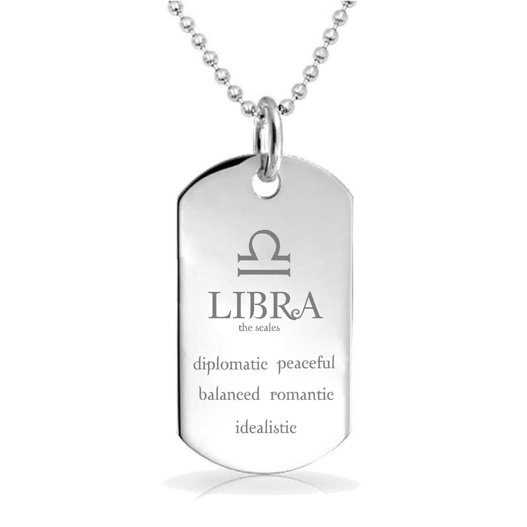 Epic Designs Libra Zodiac Sign Symbol Pendant Necklace Custom Engraved ...