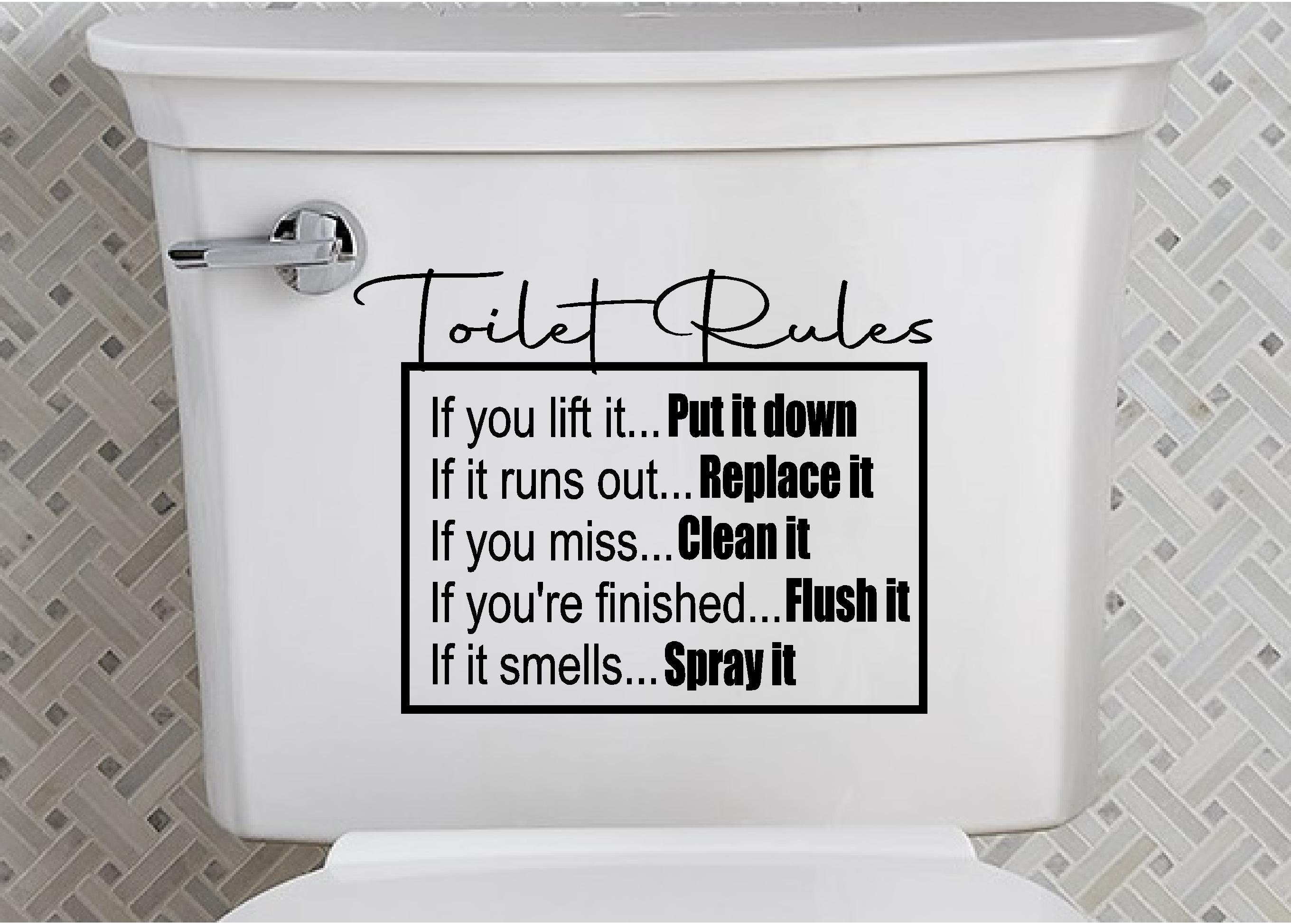 Toilet Rules Funny Bathroom Powder Room Sticker Decal | Etsy
