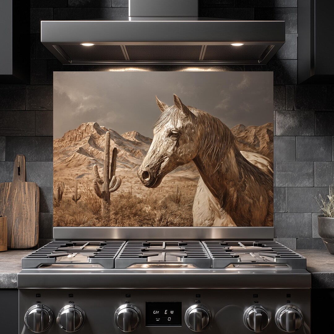 Wild Horse Desert Backsplash - Southwestern Glass Kitchen Splashback ...