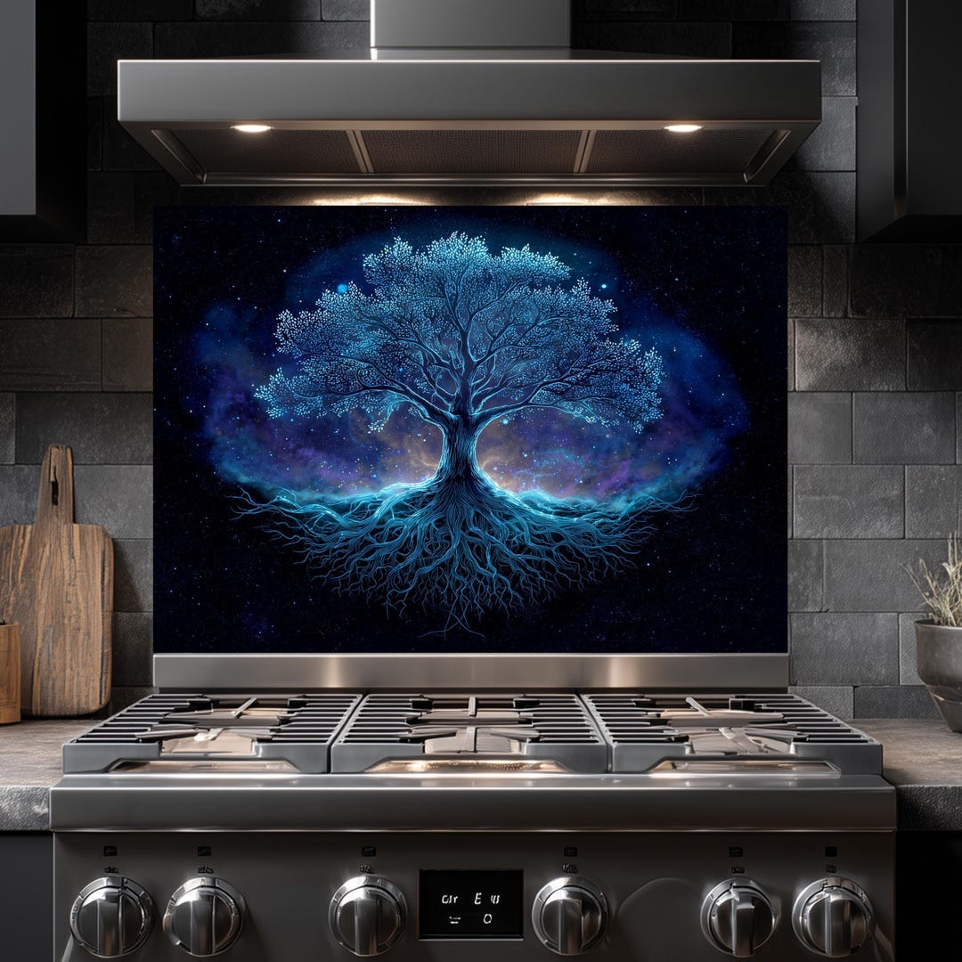 Tree of Life Tempered Glass Backsplash – Galaxy Kitchen Decor - Etsy