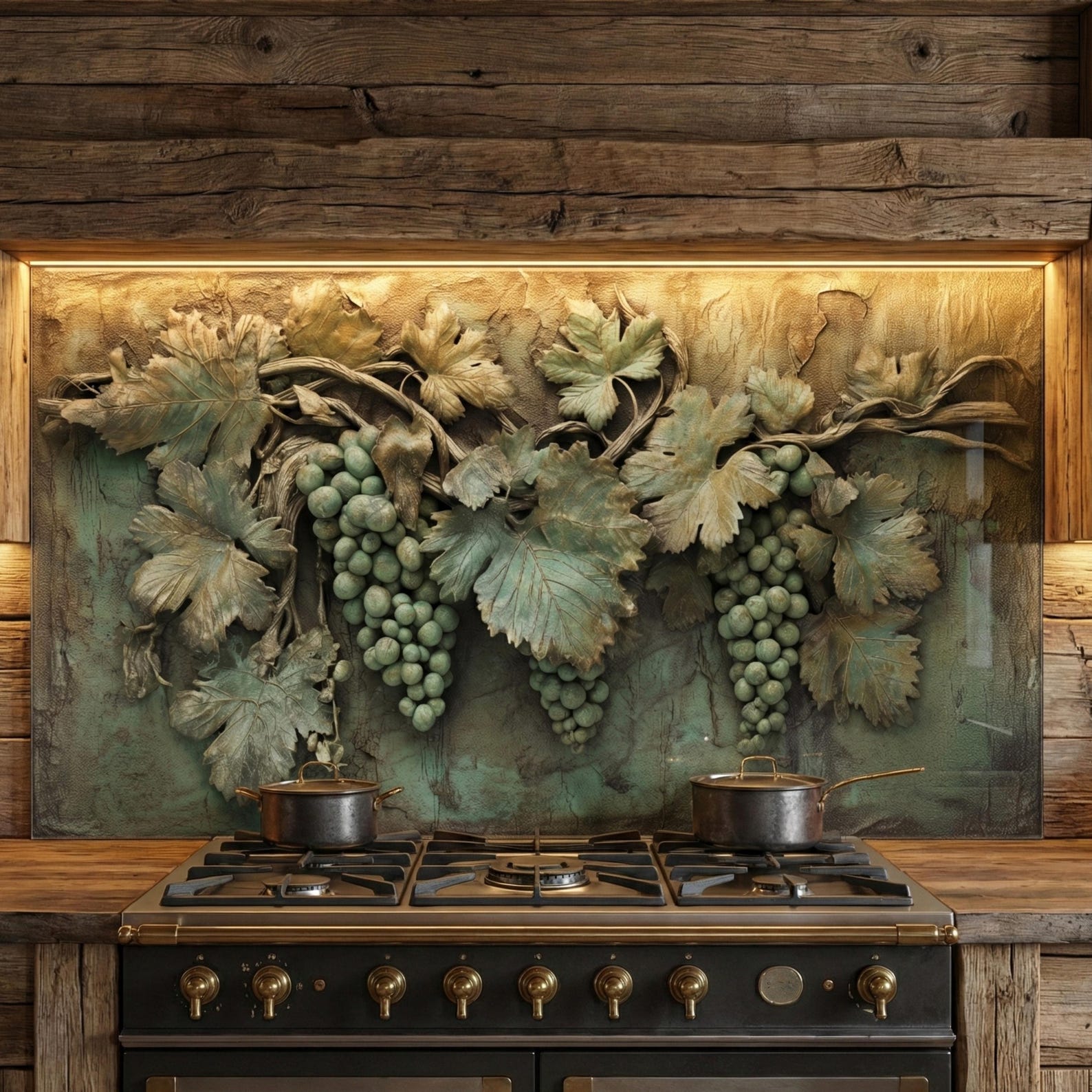 Tuscan Grapevine Glass Kitchen Backsplash, Verdigris Bronze Relief - Etsy