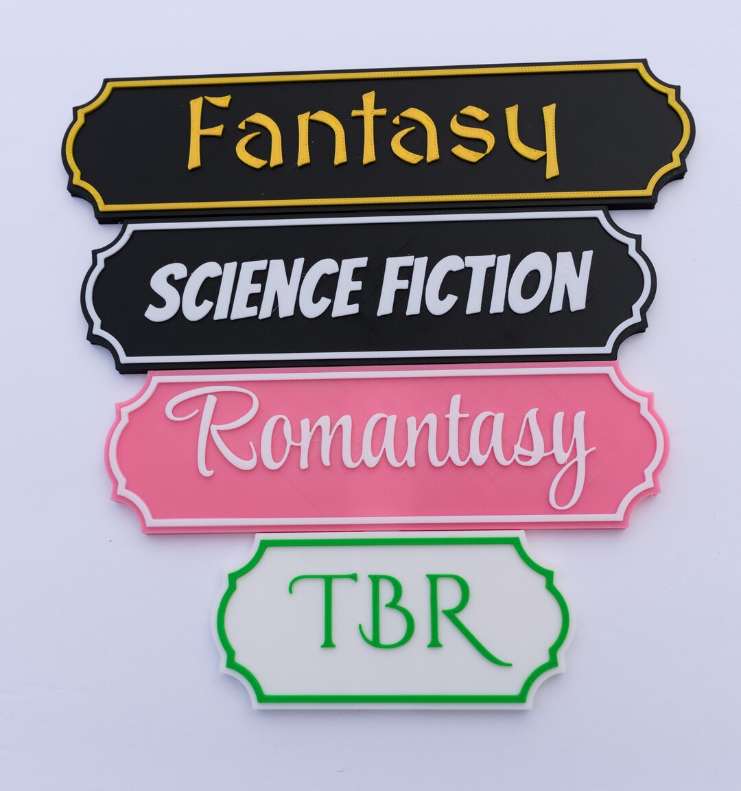 Custom 3D Printed Bookshelf Signs: Personalized Genre Dividers - Etsy