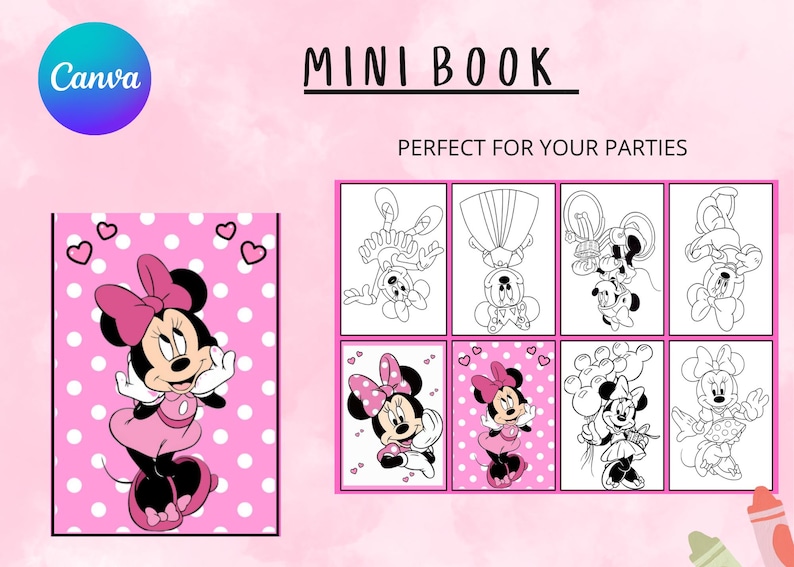 Minnie Mouse Mini Book | Digital Download PDF | Printable Mini Book for ...