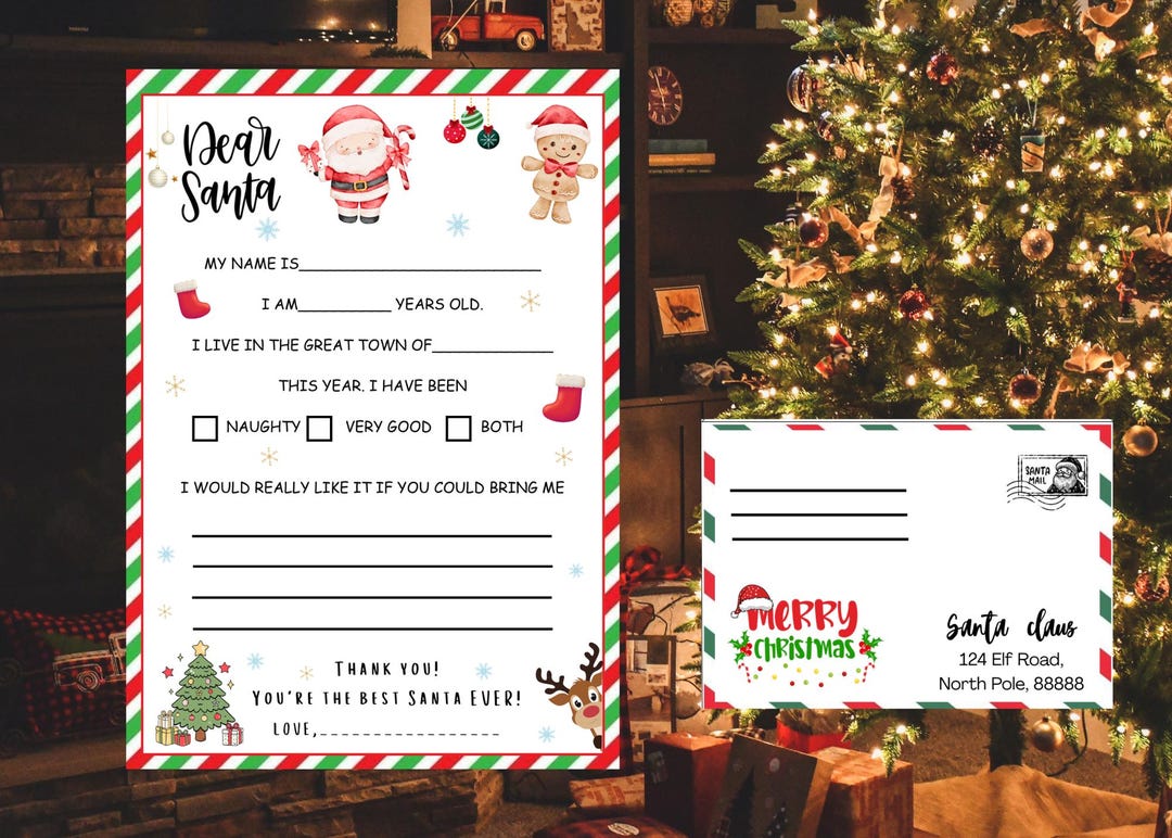 Personalized Letter to Santa With Matching Envelope | Christmas Wish ...