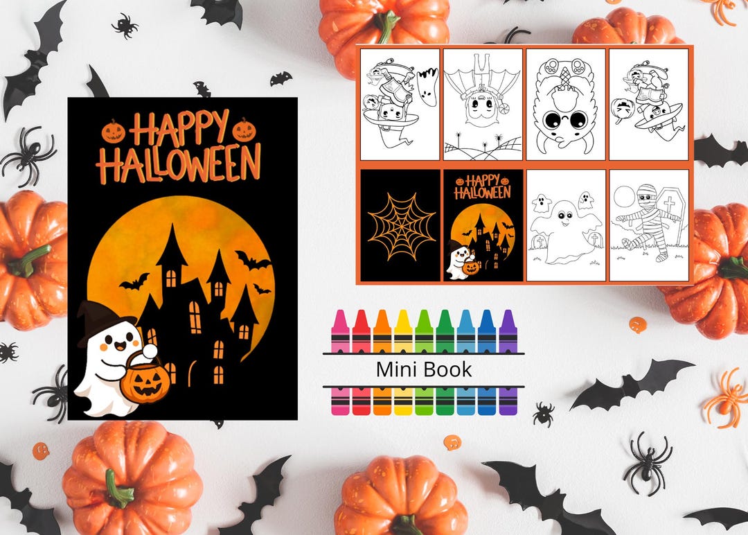 Halloween Mini Coloring Book | Printable Kids' Book | Fun Activity for ...