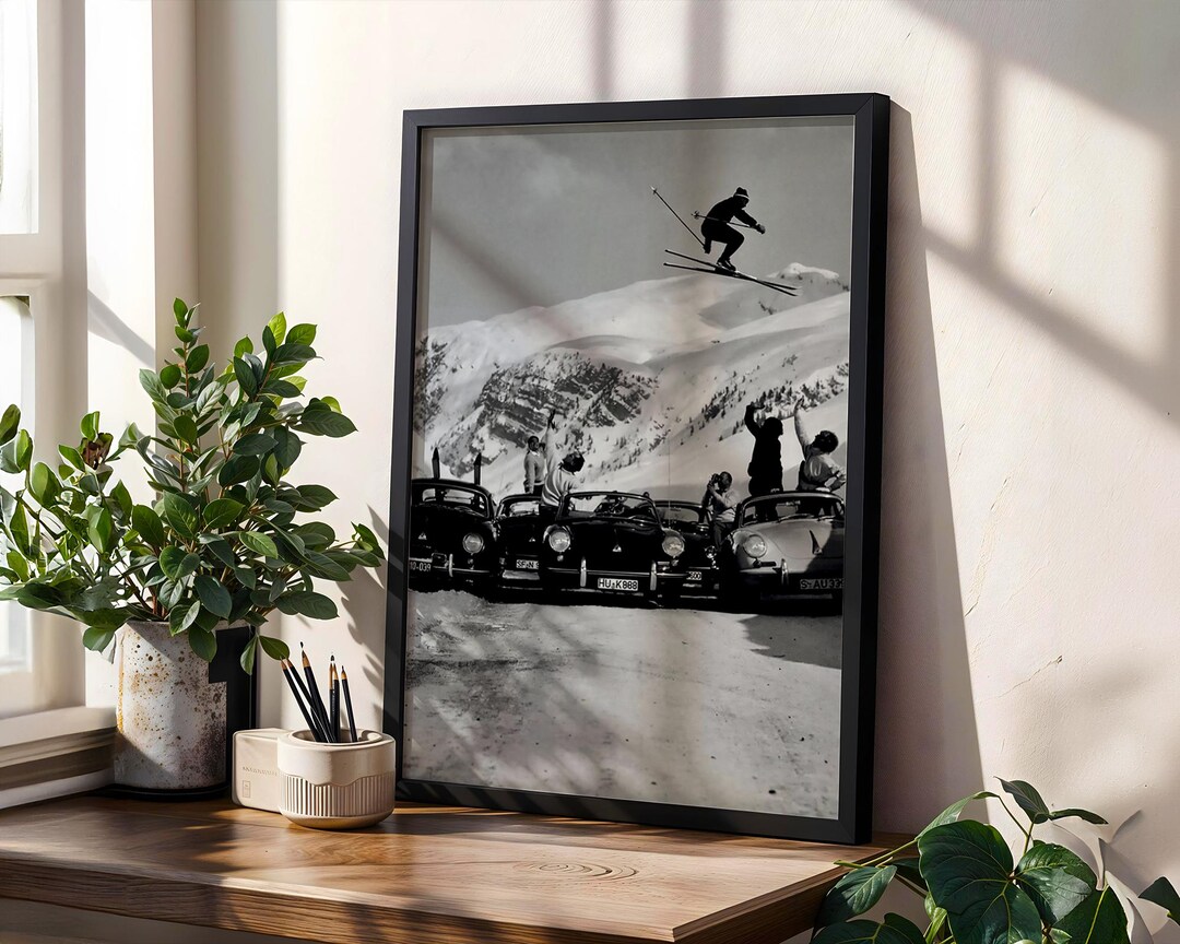 Ski Jump Digital Print, Black & White Vintage Sports Photography ...