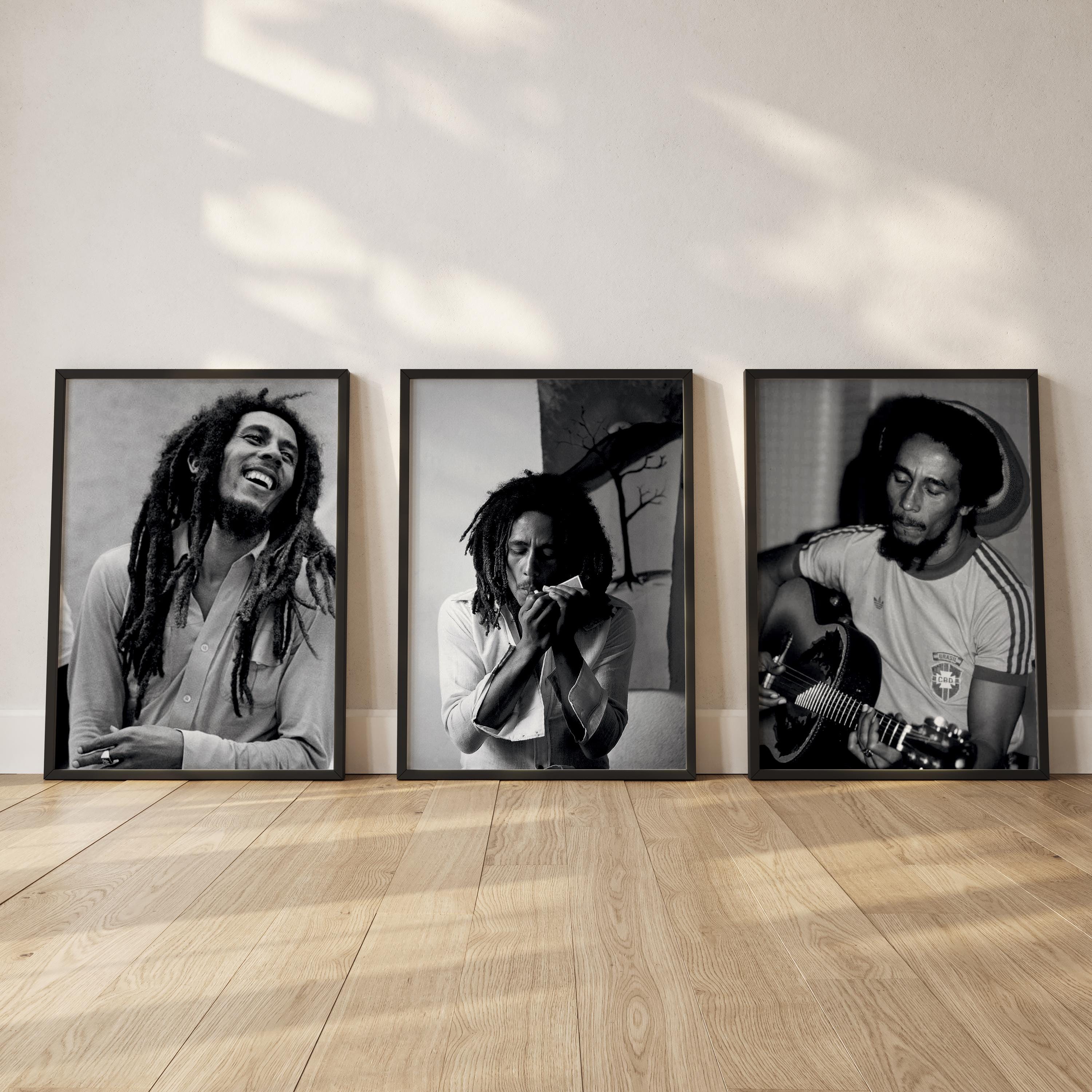 Bob Marley Wall Art Set of 3, Reggae Music Legend Digital Prints, Rasta ...