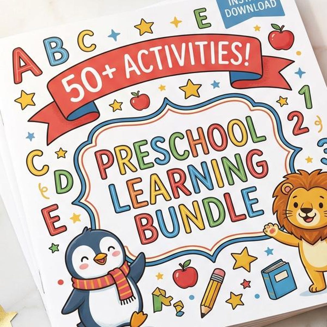 Preschool Pre-k Kindergarten Learning Bundle, 50+ Activity Worksheets ...