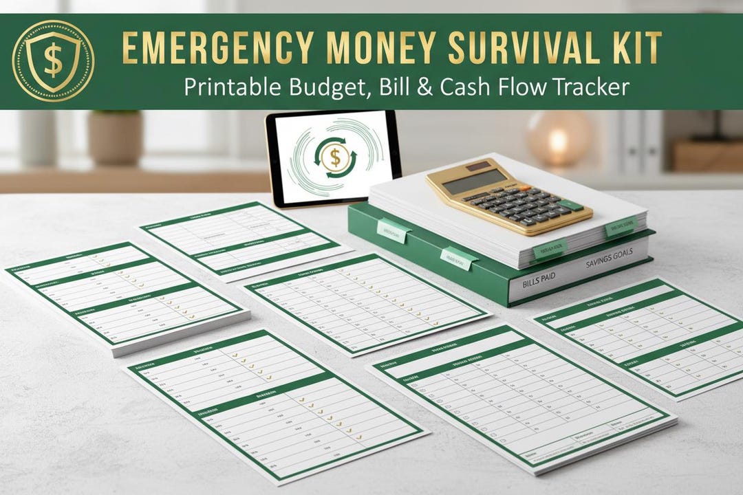 Emergency Money Survival Kit Printable | Budget Planner, Bill Tracker ...