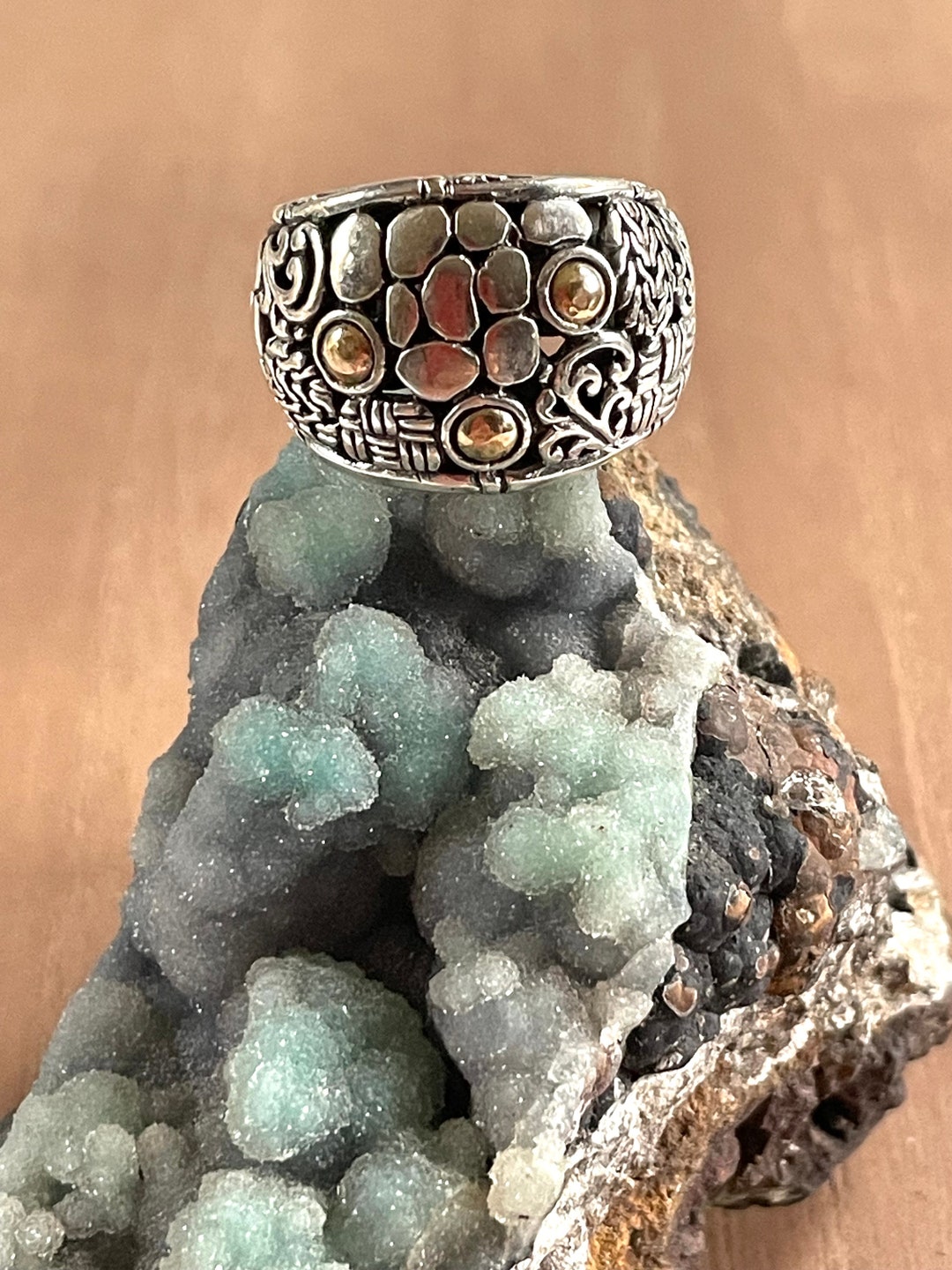 Vintage SARDA Bali Sterling Silver 18k Yellow Gold Dome Ring 8.5 - Etsy