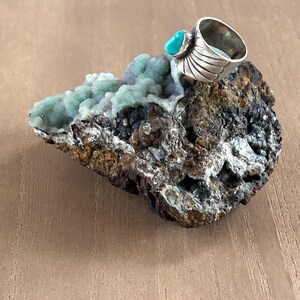 Vintage Stamped Wide Sterling Band Turquoise Stone Ring Sz 6 - Etsy