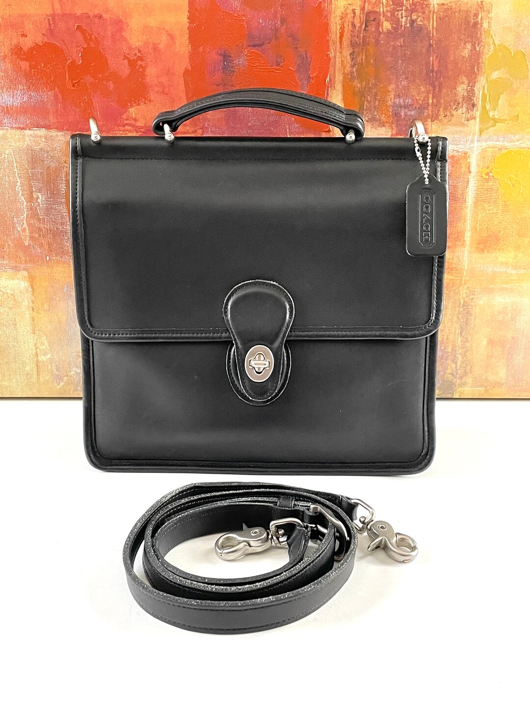 HTF Vintage COACH Willis Black Leather Nickel Hardware Handbag 9927 - Etsy