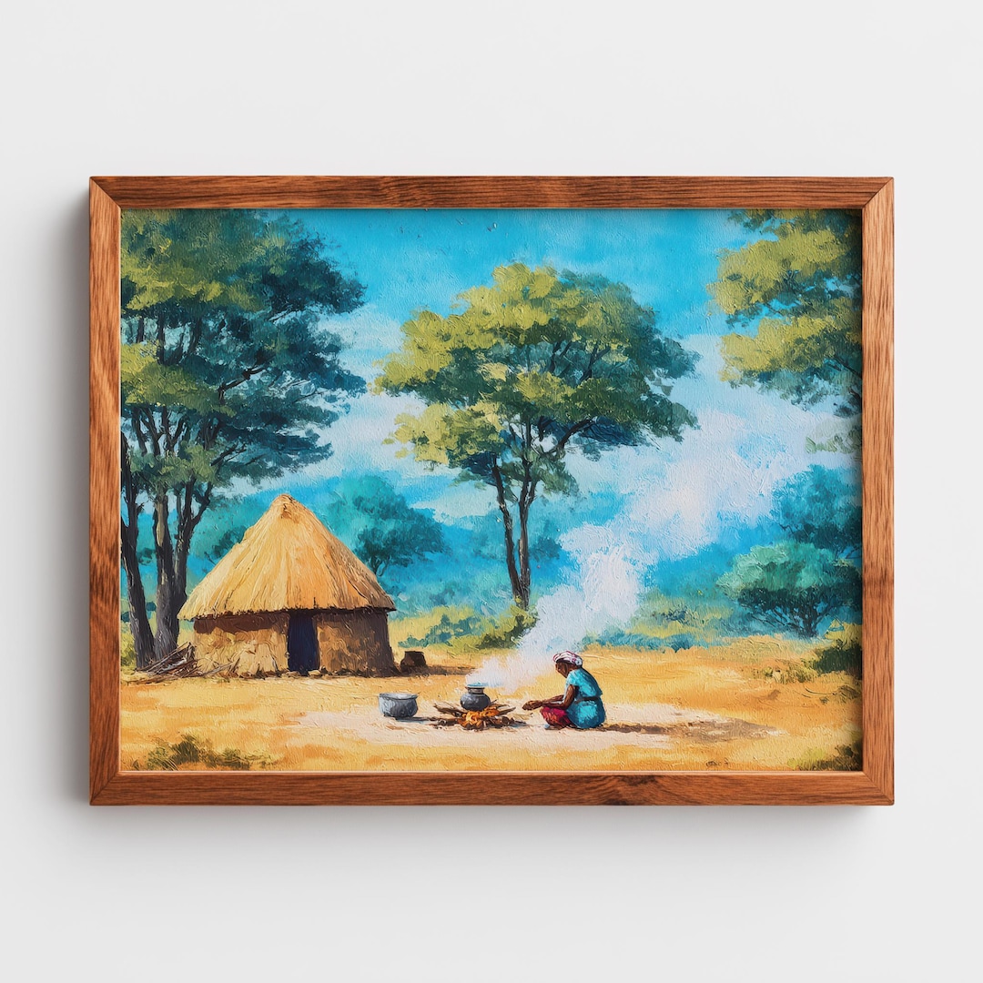 Rustic Printable Homestead Scene - Cozy Pastoral Landscape Art, Vintage ...