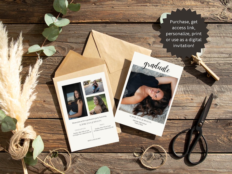 Graduation Initation Template, Editable Party Invite, Class of 2026 ...