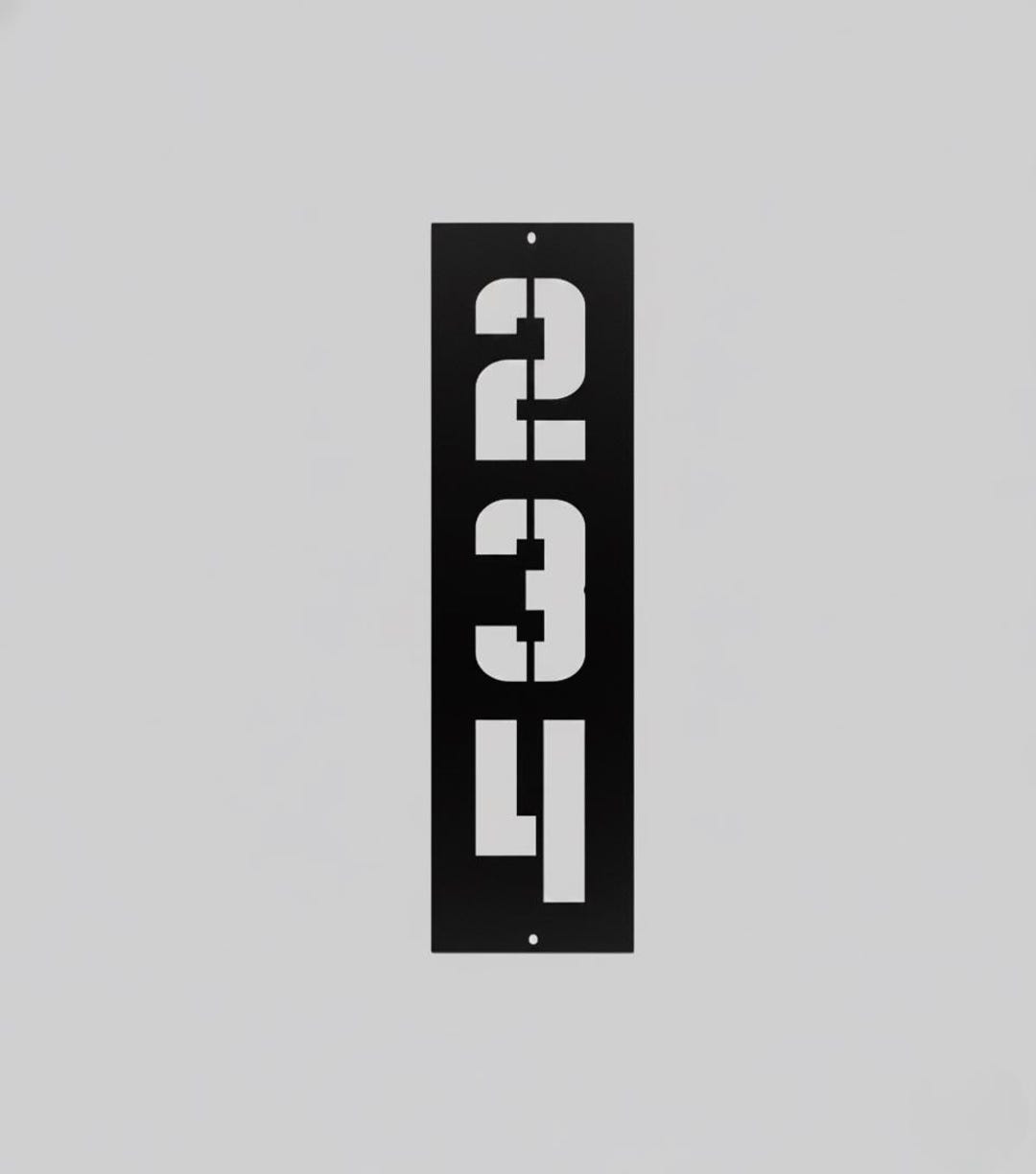 Vertical Metal Number Sign, Modern Custom Plaque, Matte Black or Gold ...