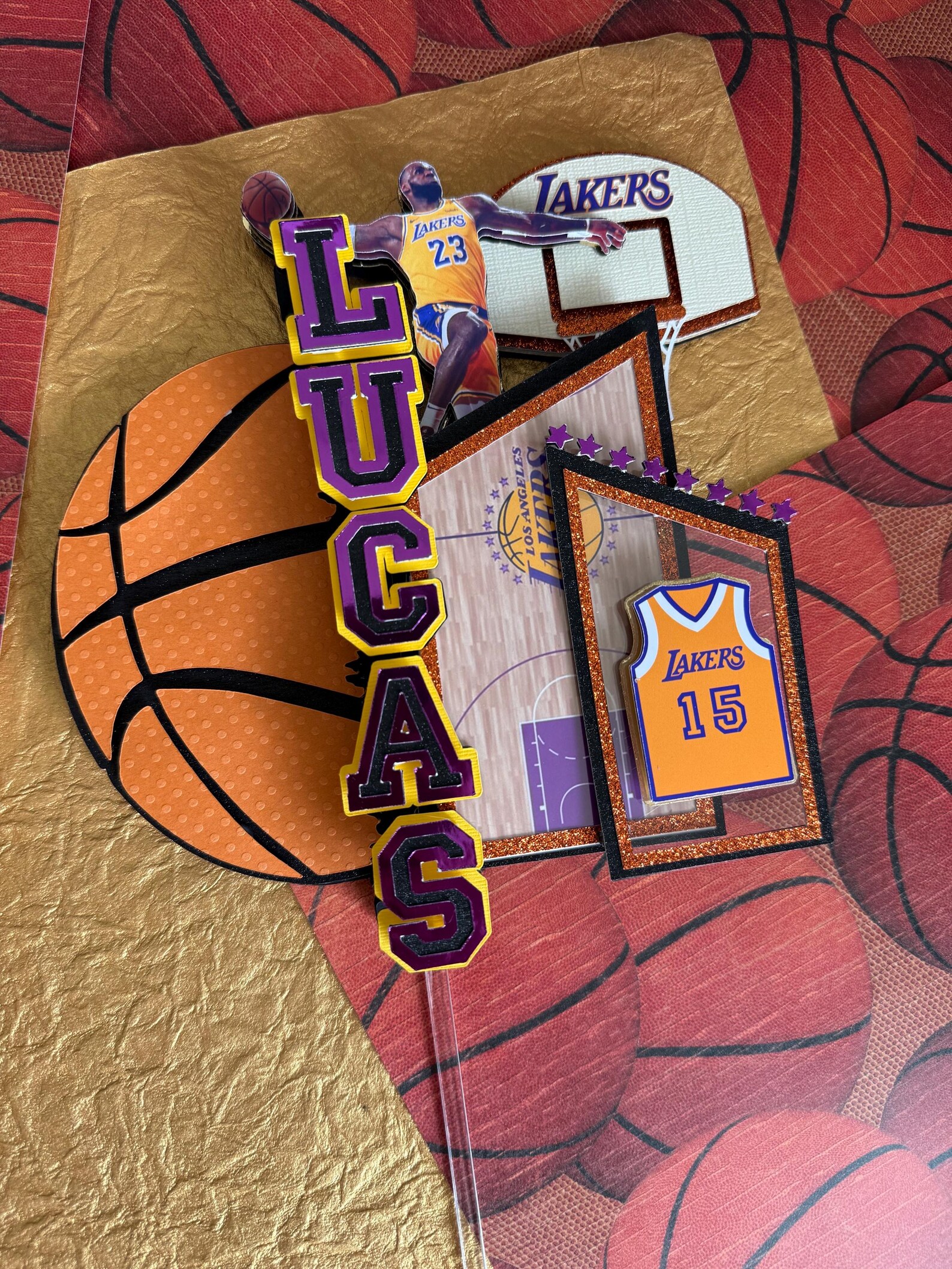 Basketball Cake Topper – Custom Name & Jersey Number | Sports Birthday ...