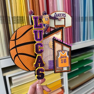 Lakers Basketball Cake Topper – Custom Name & Jersey Number | Sports ...