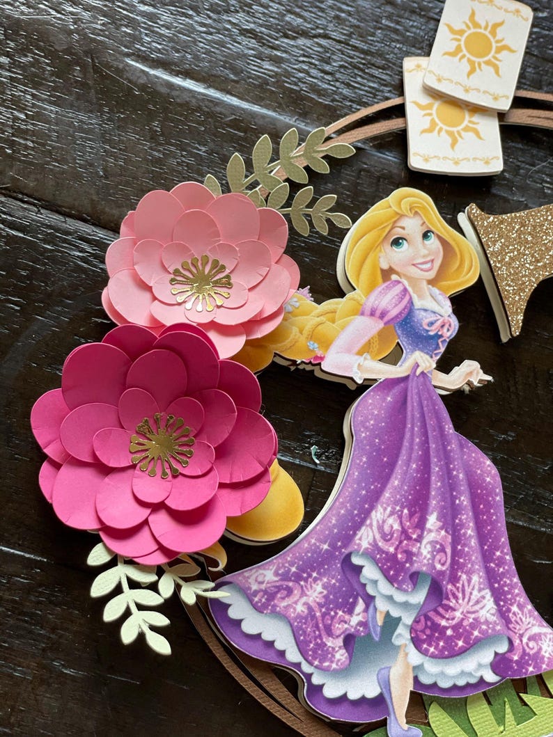 Rapunzel Hoop Cake Topper | Tangled Birthday Topper | Personalized Name ...