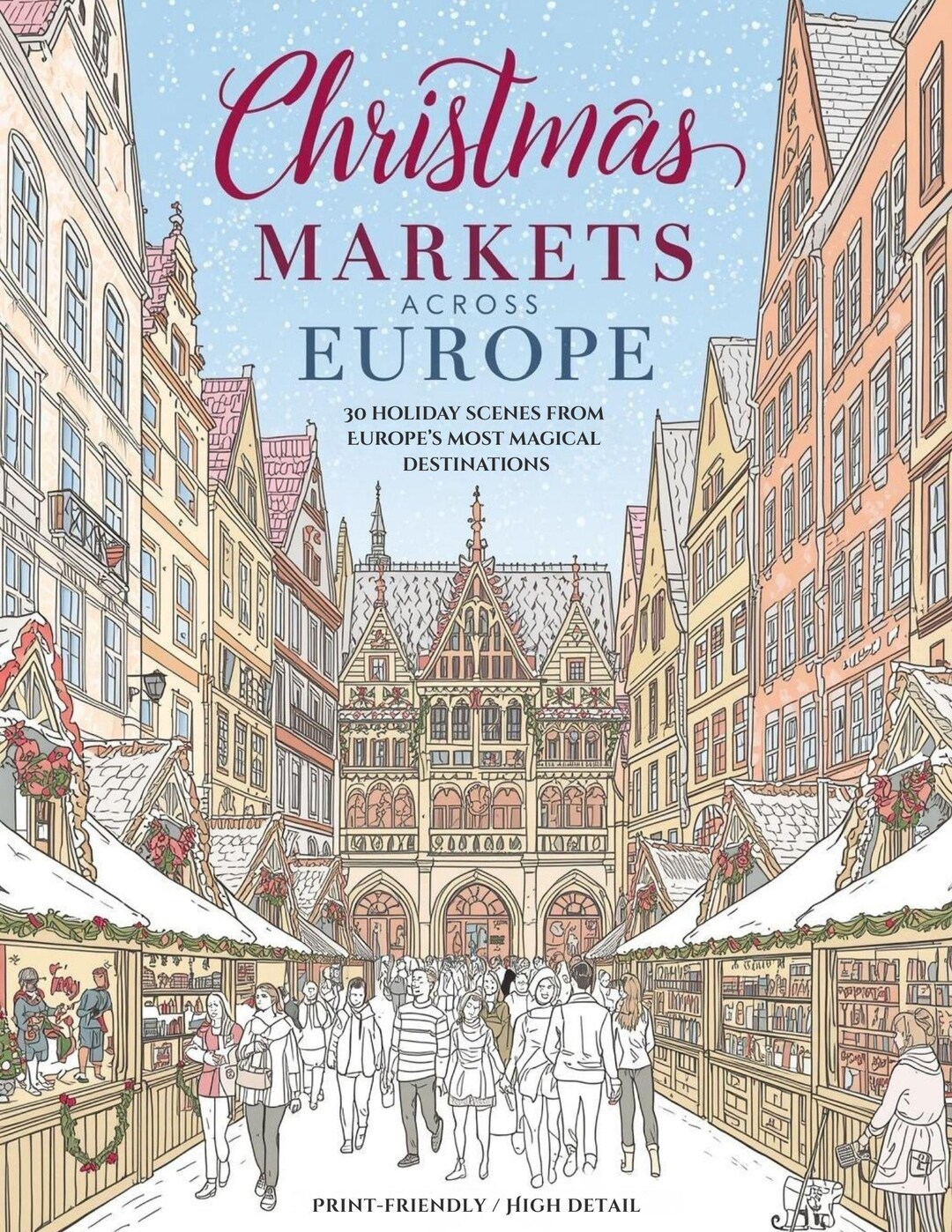 Christmas Markets Across Europe | Adult Coloring Pages | Travel ...