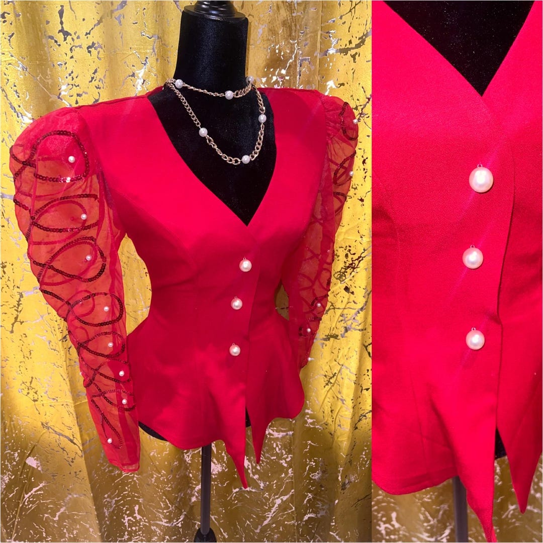 Vintage Susan Roselli for V Jack Red Sequins Pearl Jacket Sale - Etsy