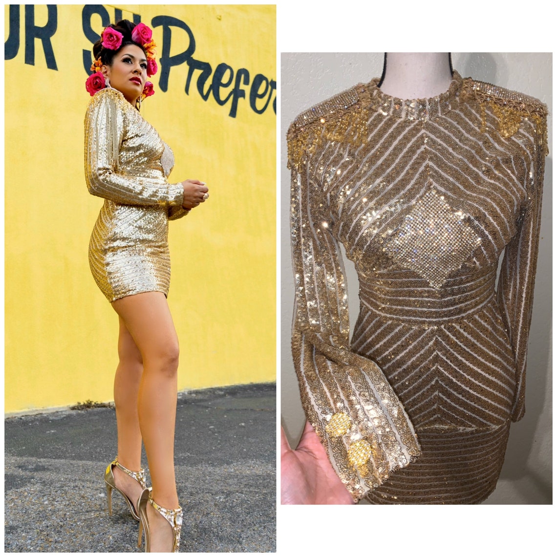 Gold Goddess Sequins Rhinestone Dress Sale - Etsy