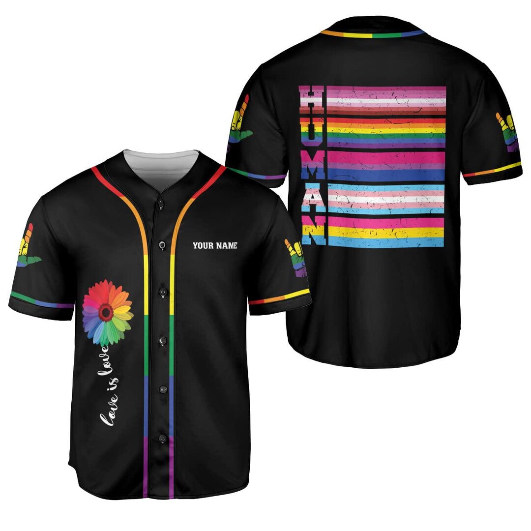 Personalized LGBT Pride Rainbow Baseball Jersey | Love is Love - Etsy