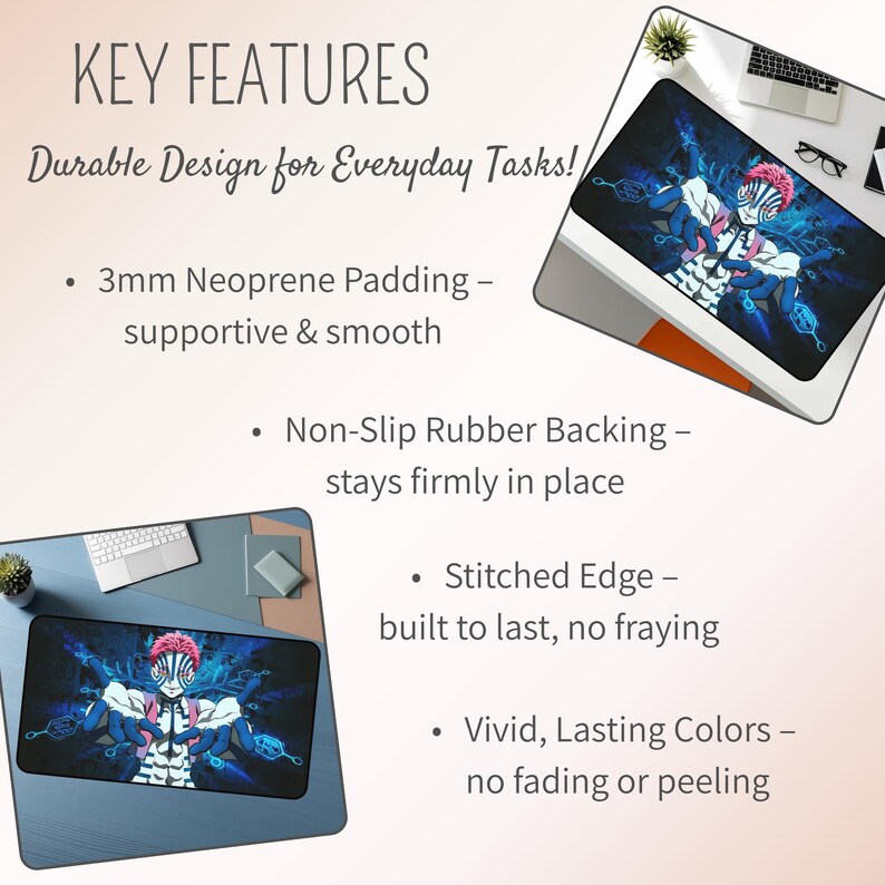 Anime Demon Slayer Akaza Desk Mat, Mouse Pad, Gamer Gift, Anime Fan - Etsy