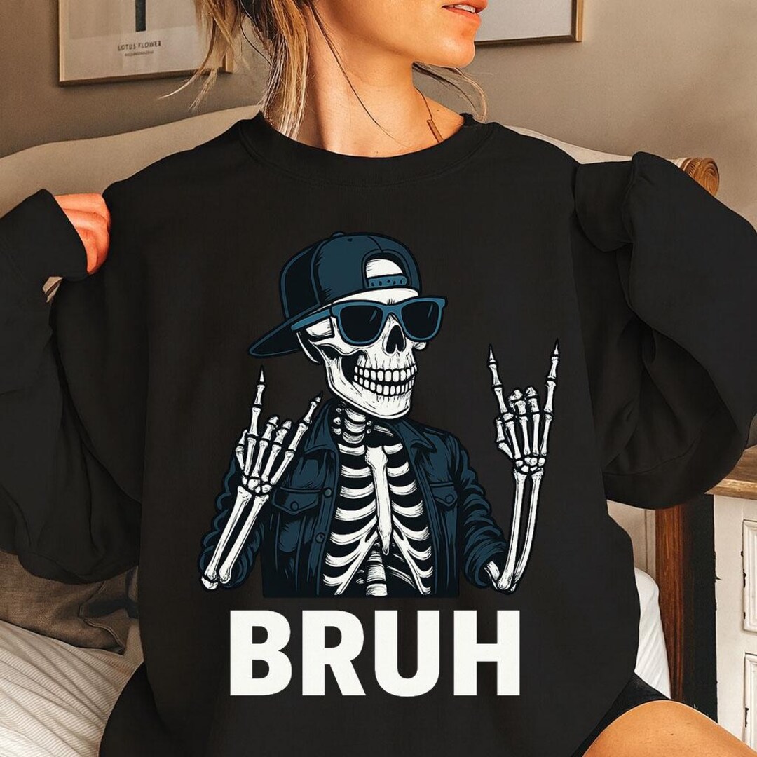 Cool Bruh Skeleton Rock on PNG – Funny Halloween Digital Download - Etsy