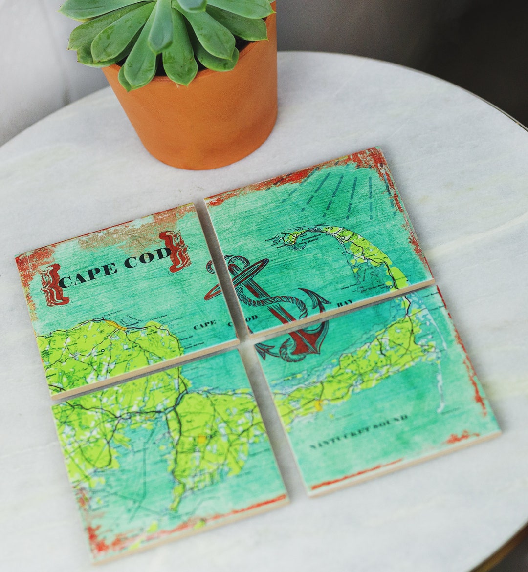 Cape Cod Map Coasters.cork Trivet.vacation Gift.beach Home Decor ...