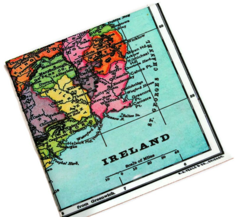 Vintage Ireland Map Coasters_personalized Map_tile Coaster Set_gifts ...