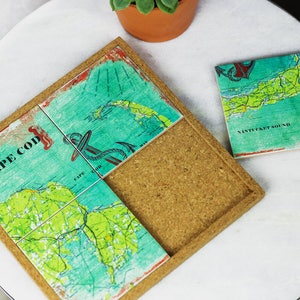 Cape Cod Map Coasters.cork Trivet.vacation Gift.beach Home Decor ...