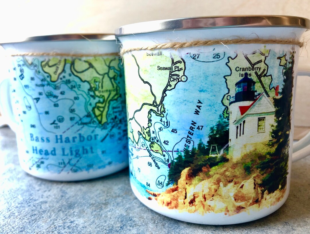 Custom Map Camping Mug, Hiker Gift, Graduation Gift, Camper Tin Mug ...