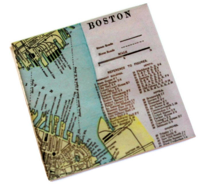 Vintage Boston Map_personalized Hostess Gift_map Coaster Set_gifts ...