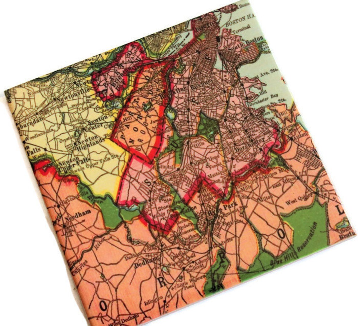 Boston Map Coasters.moving Gift.boston Home Decor.hostess Gift ...