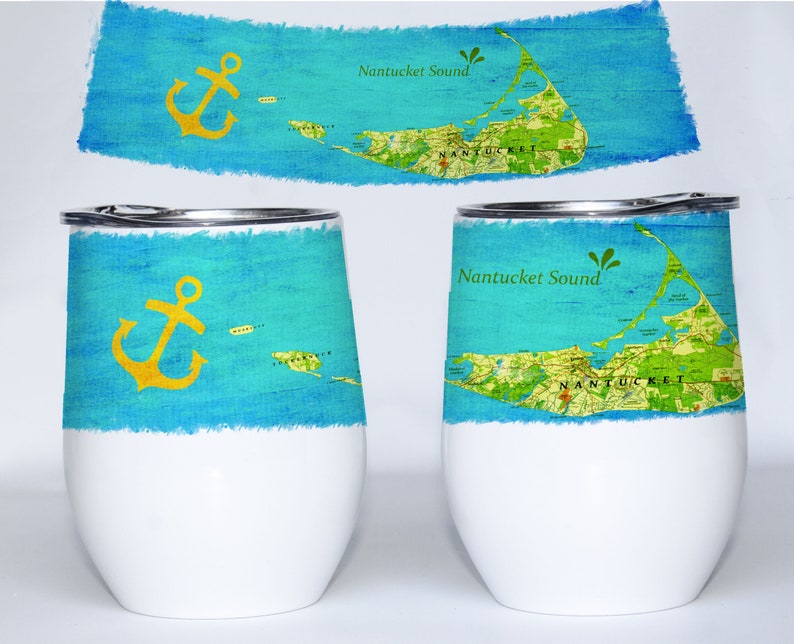 Stemless Insulated Wine Tumbler, Nantucket Nautical Home Decor, Beach ...
