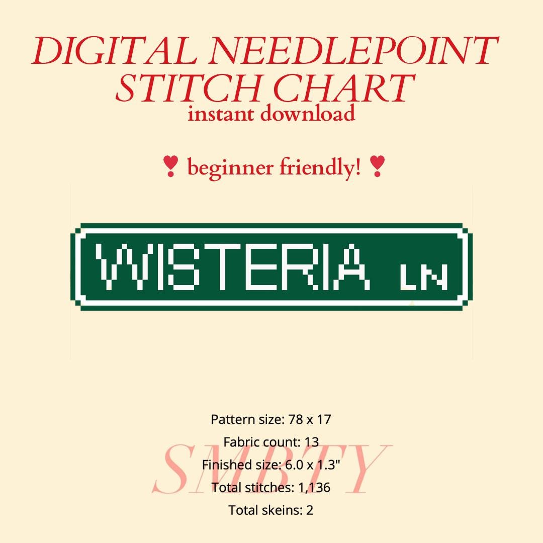 Wisteria Lane Street Sign Stitch Guide PDF | 13 Mesh | Digital ...
