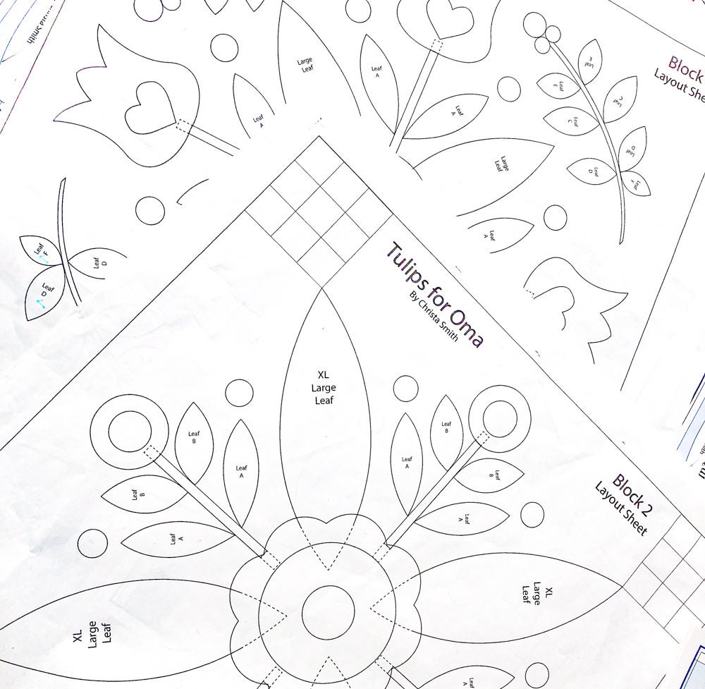 Tulips for Oma Quilt Pattern: Applique Design (PDF Download) - Etsy