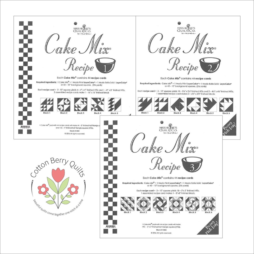 Cake Mix Recipe Cards - Miss Rosie's Quilt Co. - Moda - (3) Recipes, 1 ...