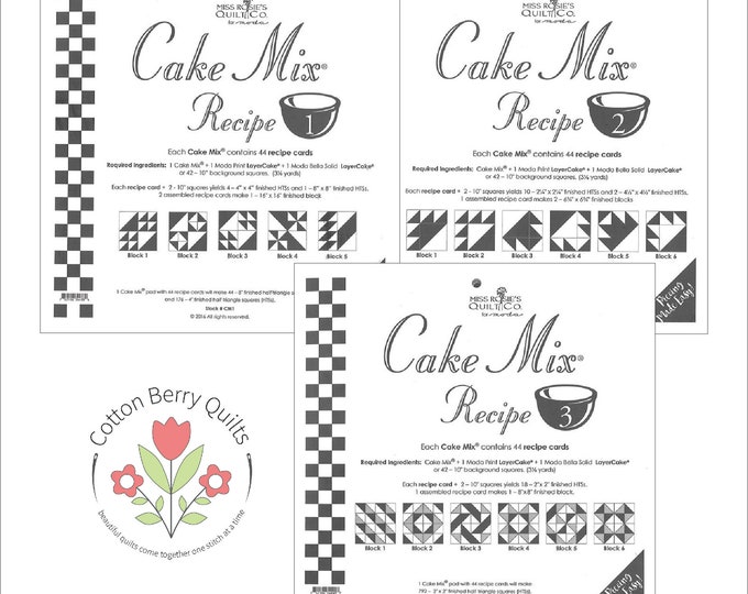 Cake Mix Recipe Cards - Miss Rosie's Quilt Co. - Moda - (3) Recipes, 1 ...