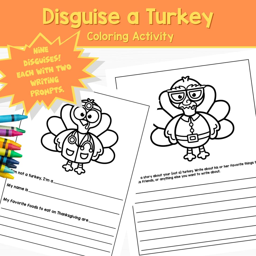 Disguise a Turkey Activity - Color and Write - Etsy