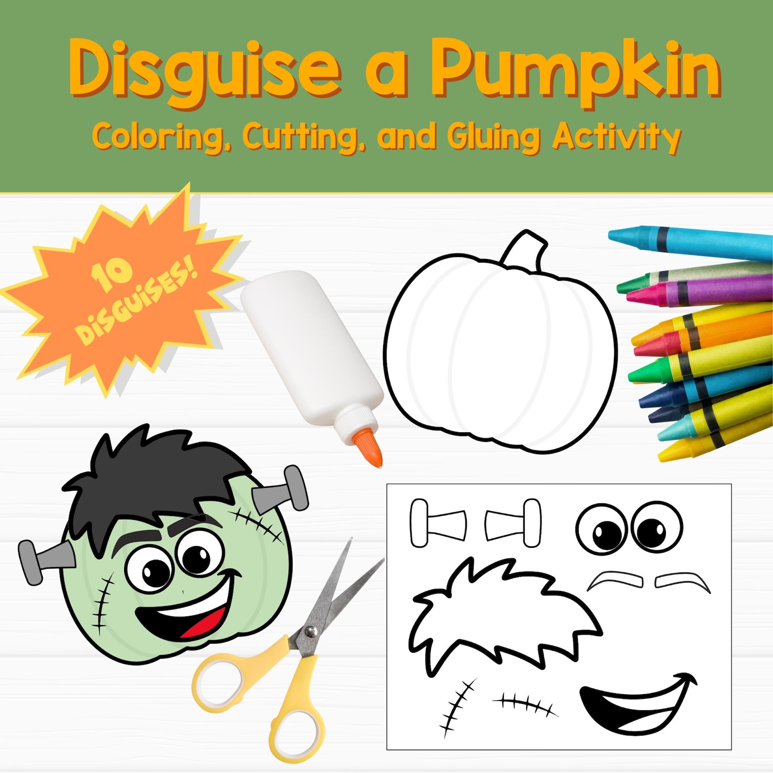 Disguise a Pumpkin Activity Pack - Color, Cut, and Paste. 10 Disguises ...