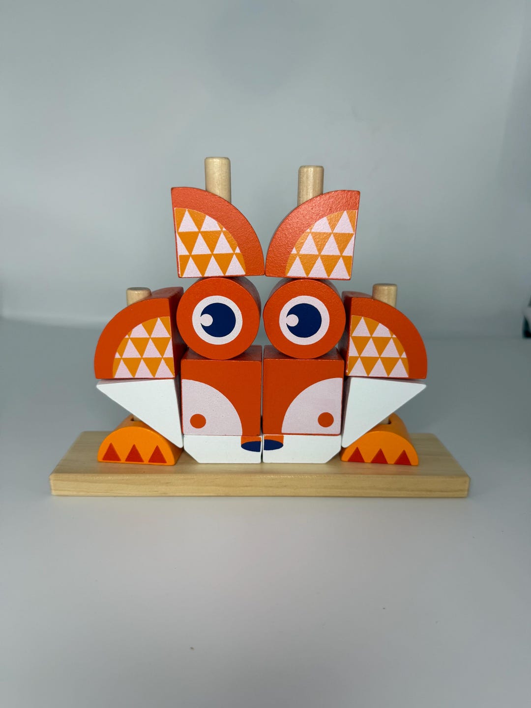 Montessori Wooden Animal Stacking Puzzle | Multi-shape Block Matching ...