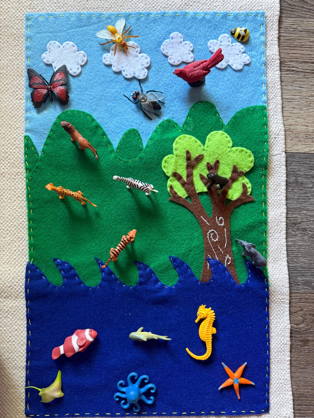 Montessori Felt Mat – Land, Water & Air Sorting Activity | Handmade ...