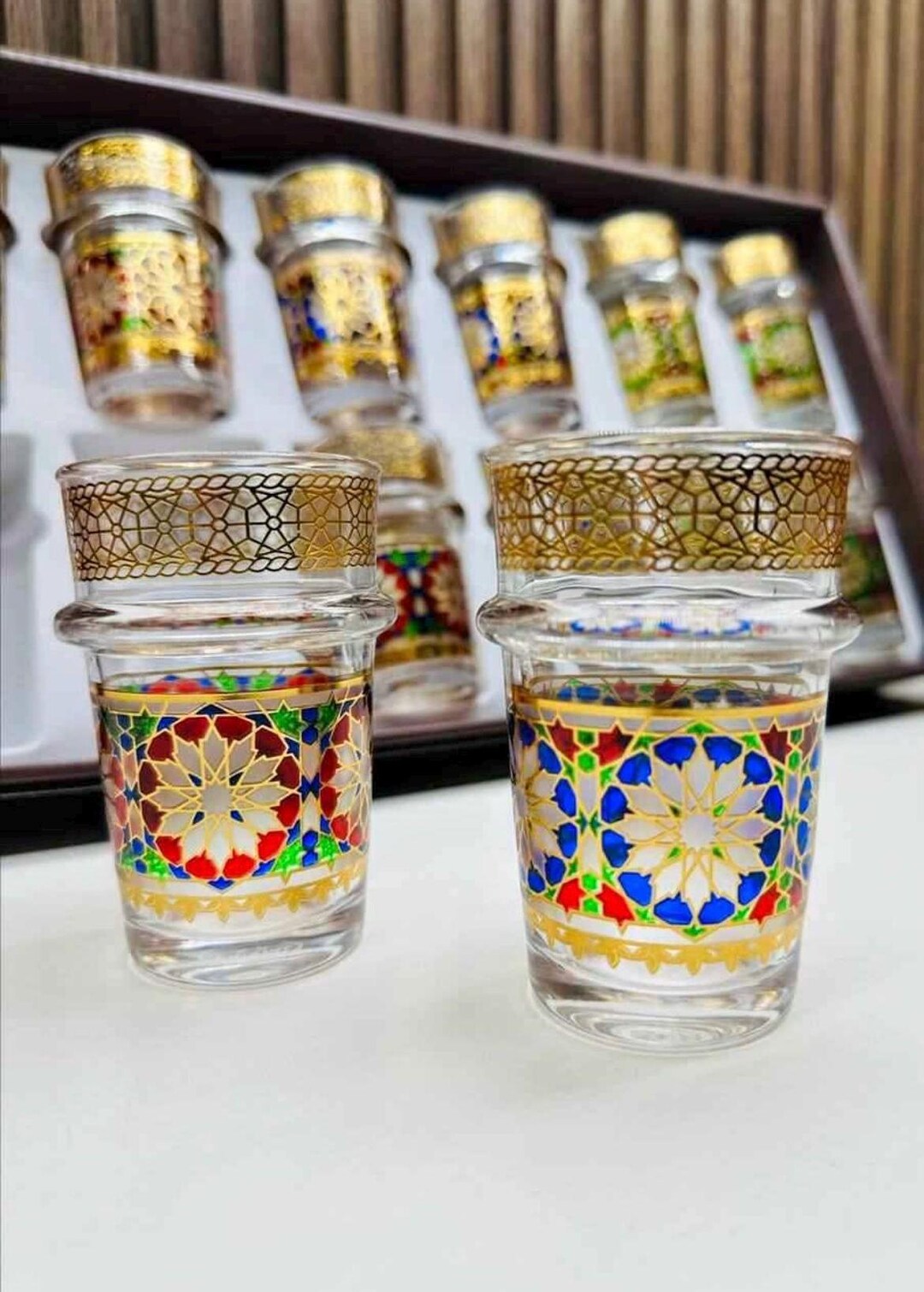 Moroccan Tea Glass With Zellige Design – Traditional Moroccan Glassware ...