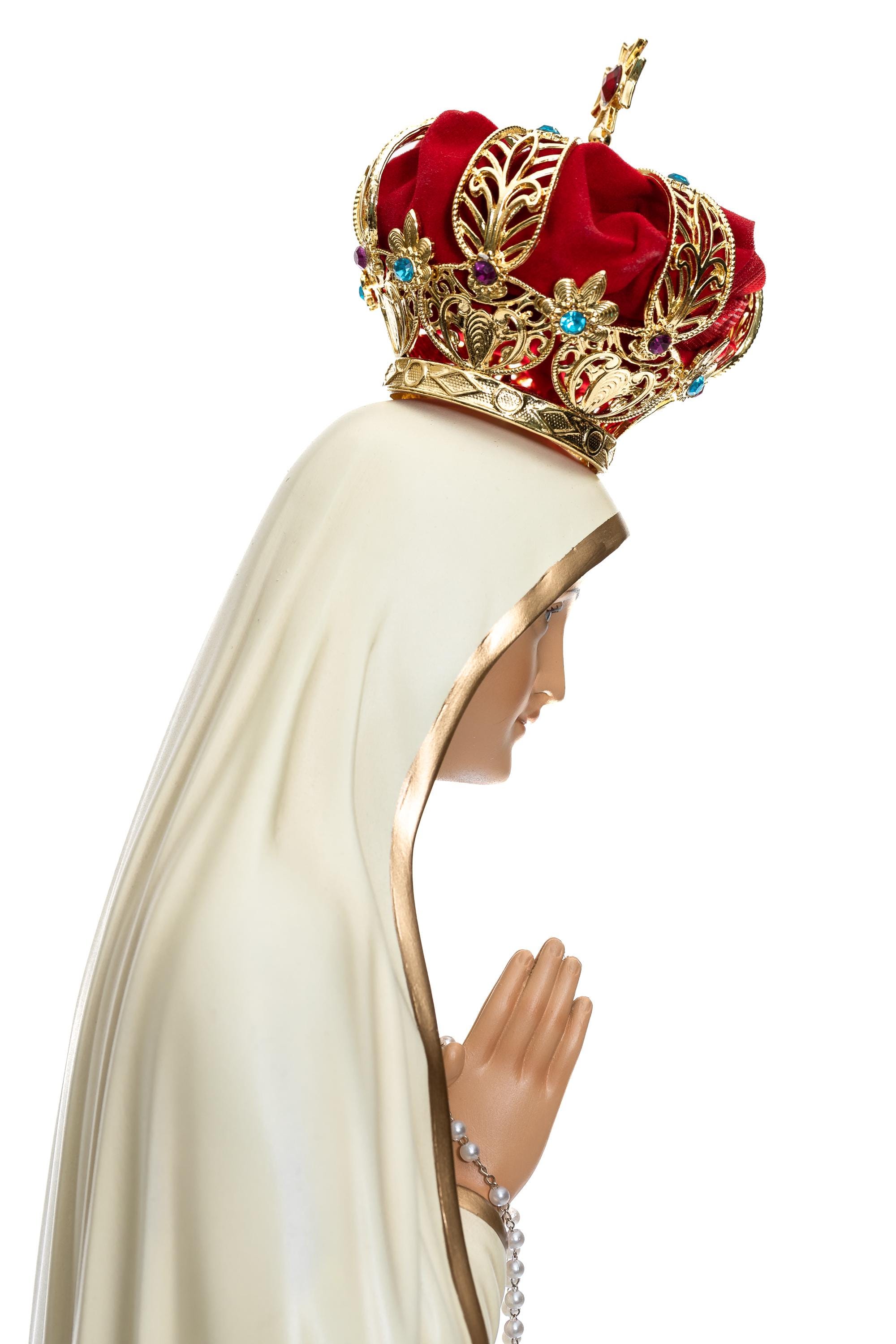 Handmade Our Lady of Fatima Statue: 30” Catholic Sculpture, Marble Dust ...