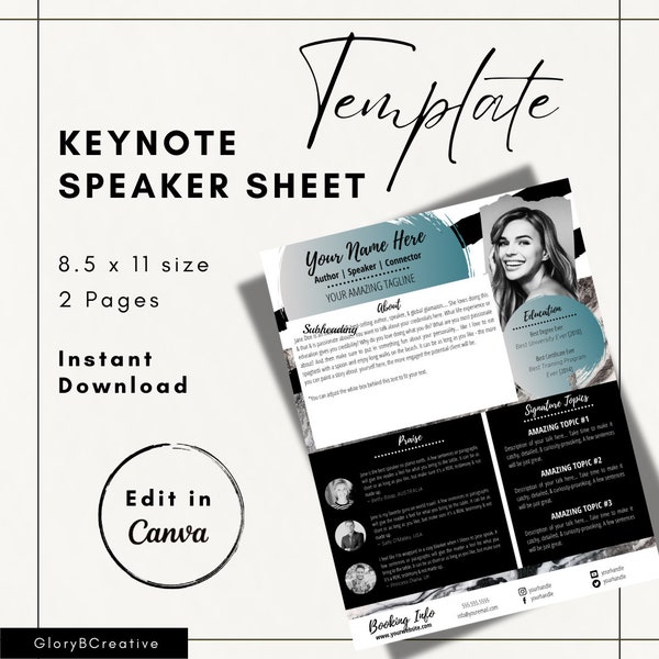 Speaker One Sheet - Etsy