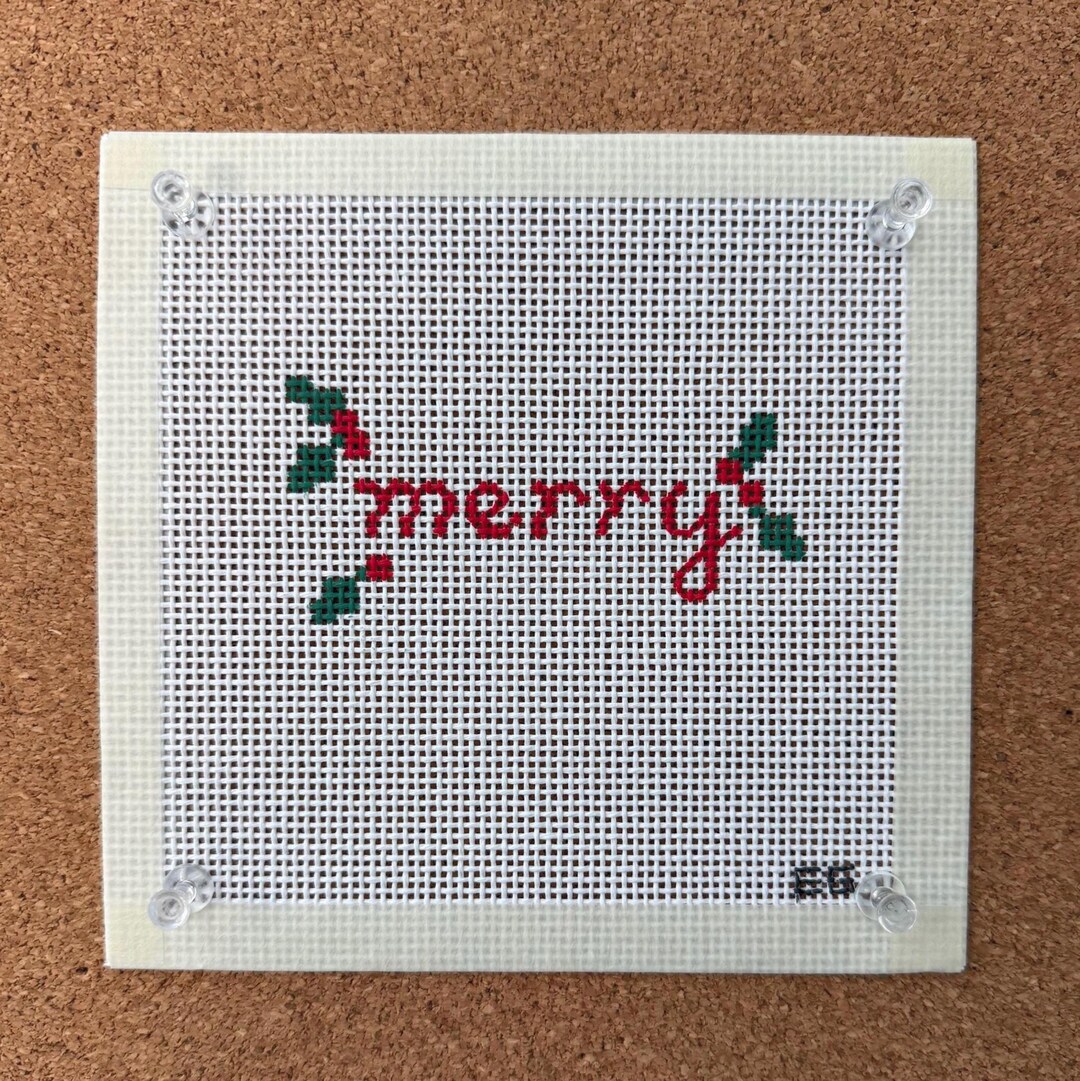 MERRY Hand Drawn Christmas Needlepoint Canvas - Etsy