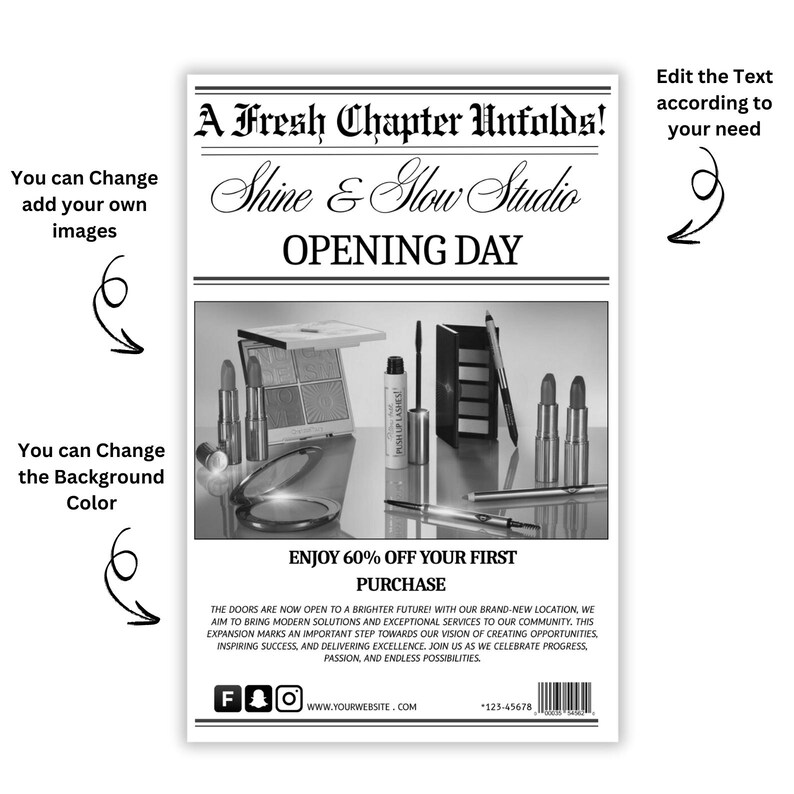 Business Newspaper Canva Template, Large Newspaper Lash Announcement ...